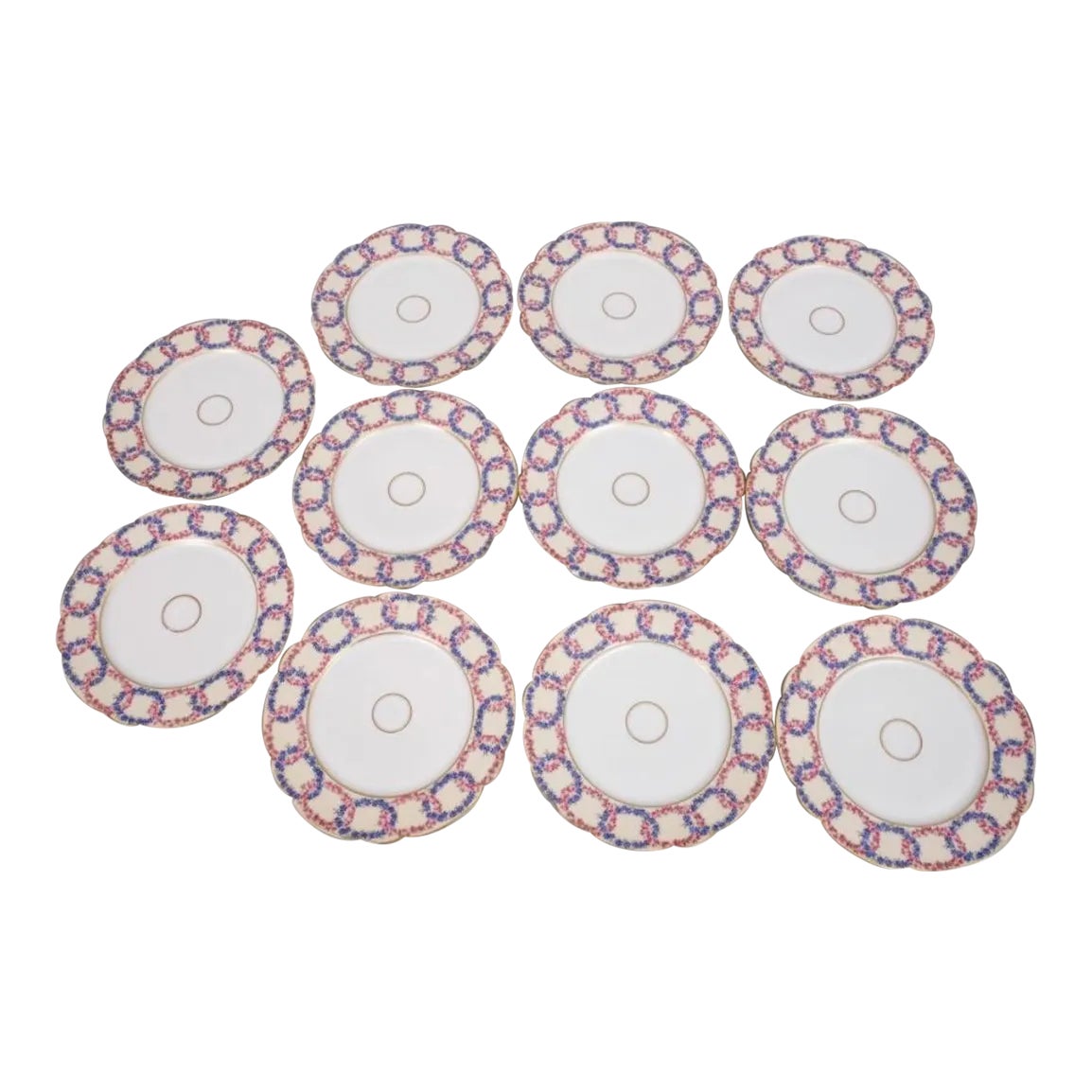 19th Century Haviland Limoges French Dinner Plates Wedding Band. Pink ...