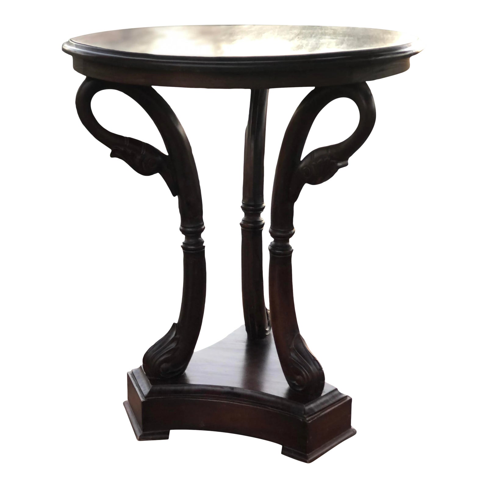 Hollywood Regency Tripod Side Table With Swan Supporting Legs | Chairish