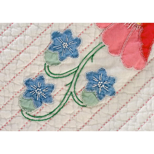 American Applique Bed Quilt | Chairish