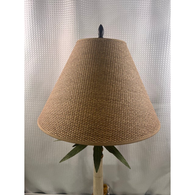 Vintage Palm Beach Style Hand Painted Palm Tree Column Table Lamp With ...