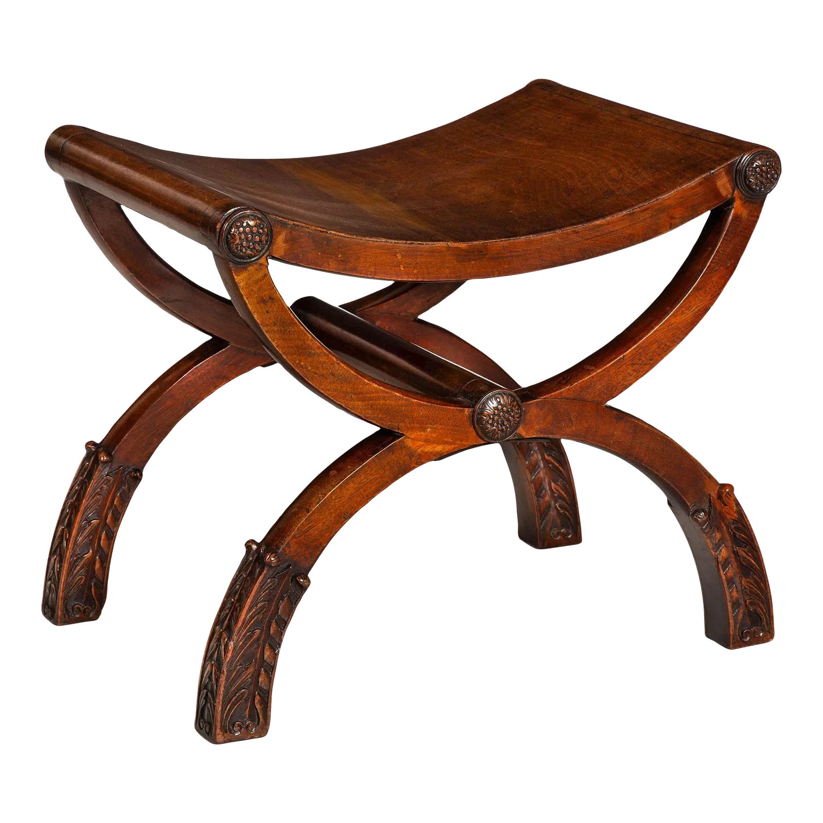 Fine English Regency Antique Mahogany Curule Curved Chair Bench C. 1815 ...