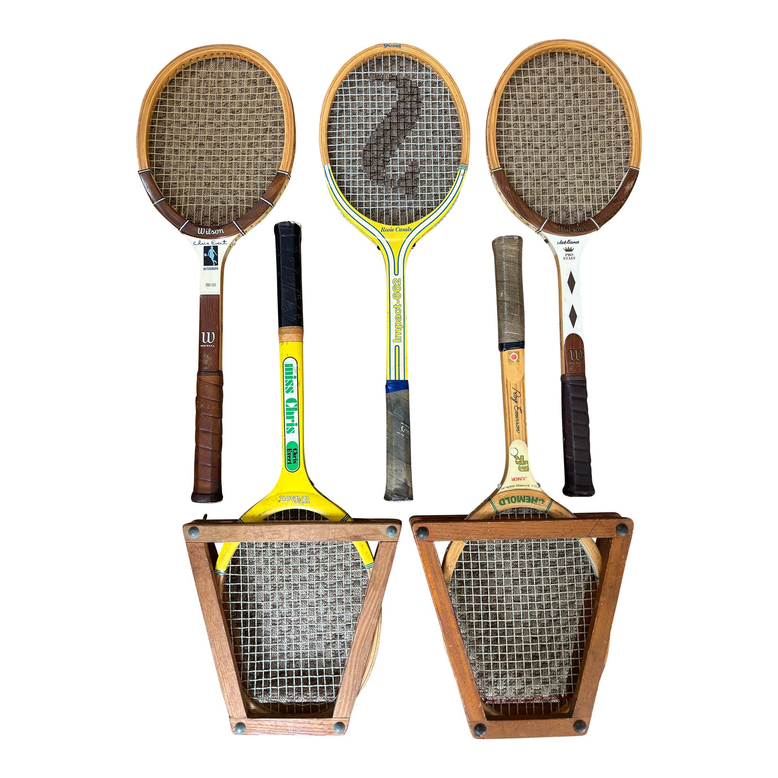 Vintage Wooden Tennis Rackets- Set of 5 | Chairish