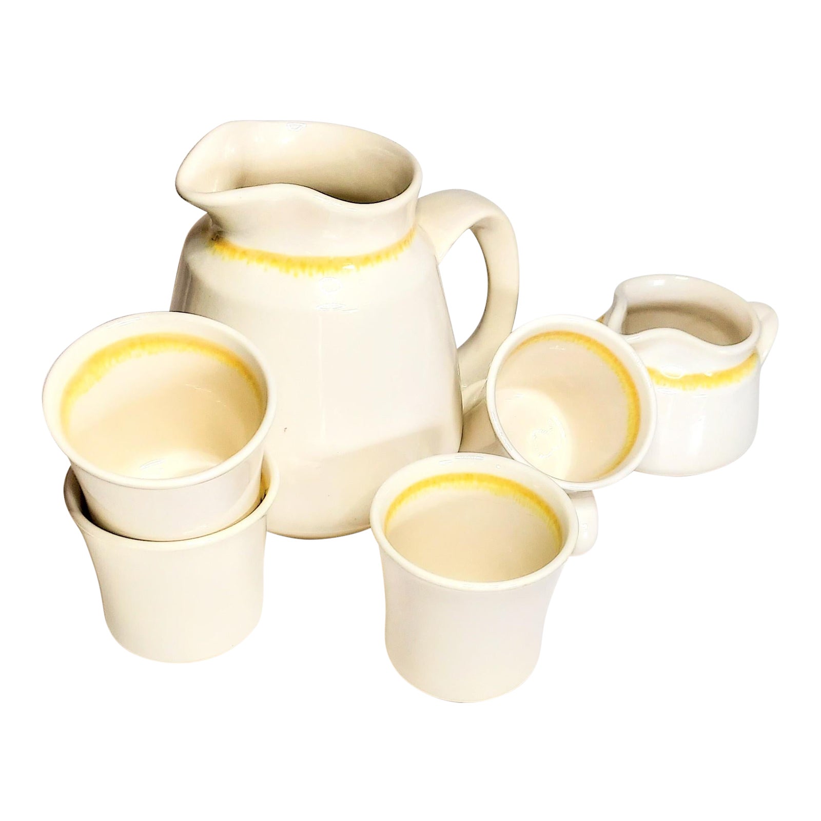 1970s Franciscan Pottery Sundance Pitcher, Creamer & Mugs Set- 6 Pieces ...