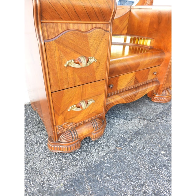 Art Deco Waterfall 1920s Vanity Makeup Table and Stool 6015 | Chairish