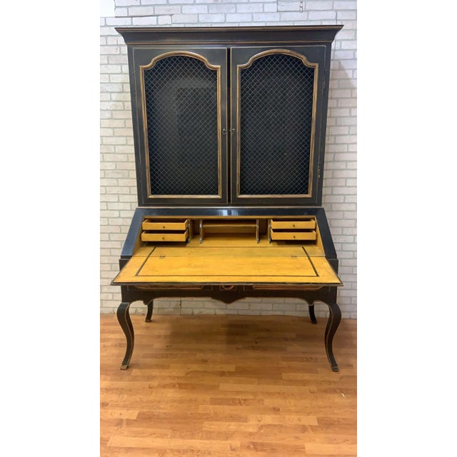 Vintage Louis XV Style Minton Spidell Drop-Front Hand Painted Secretary ...