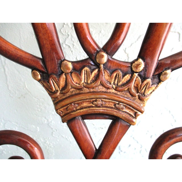 1990s Vintage Theodore Alexander Crown Lattice Back Cane Seat Wood Side ...