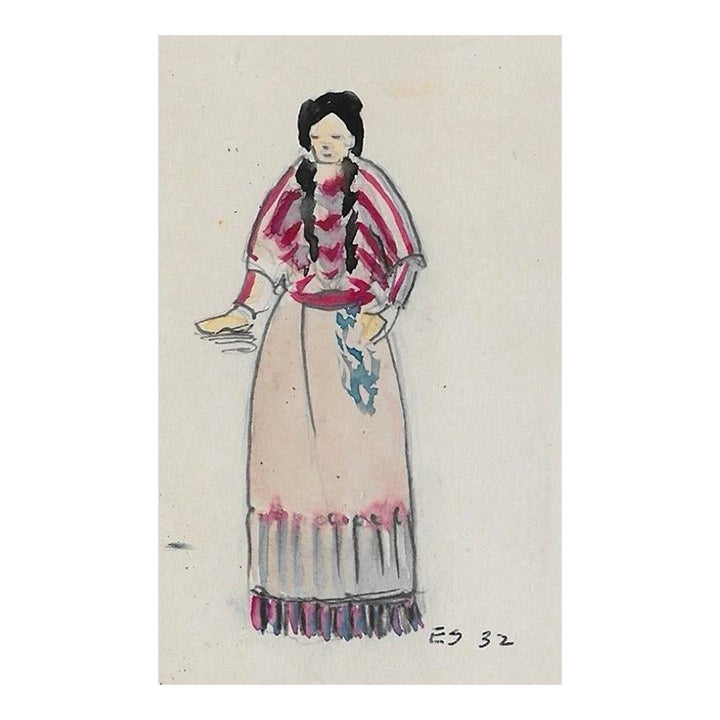 1932 Eunice Starkie Native American Woman Watercolor | Chairish