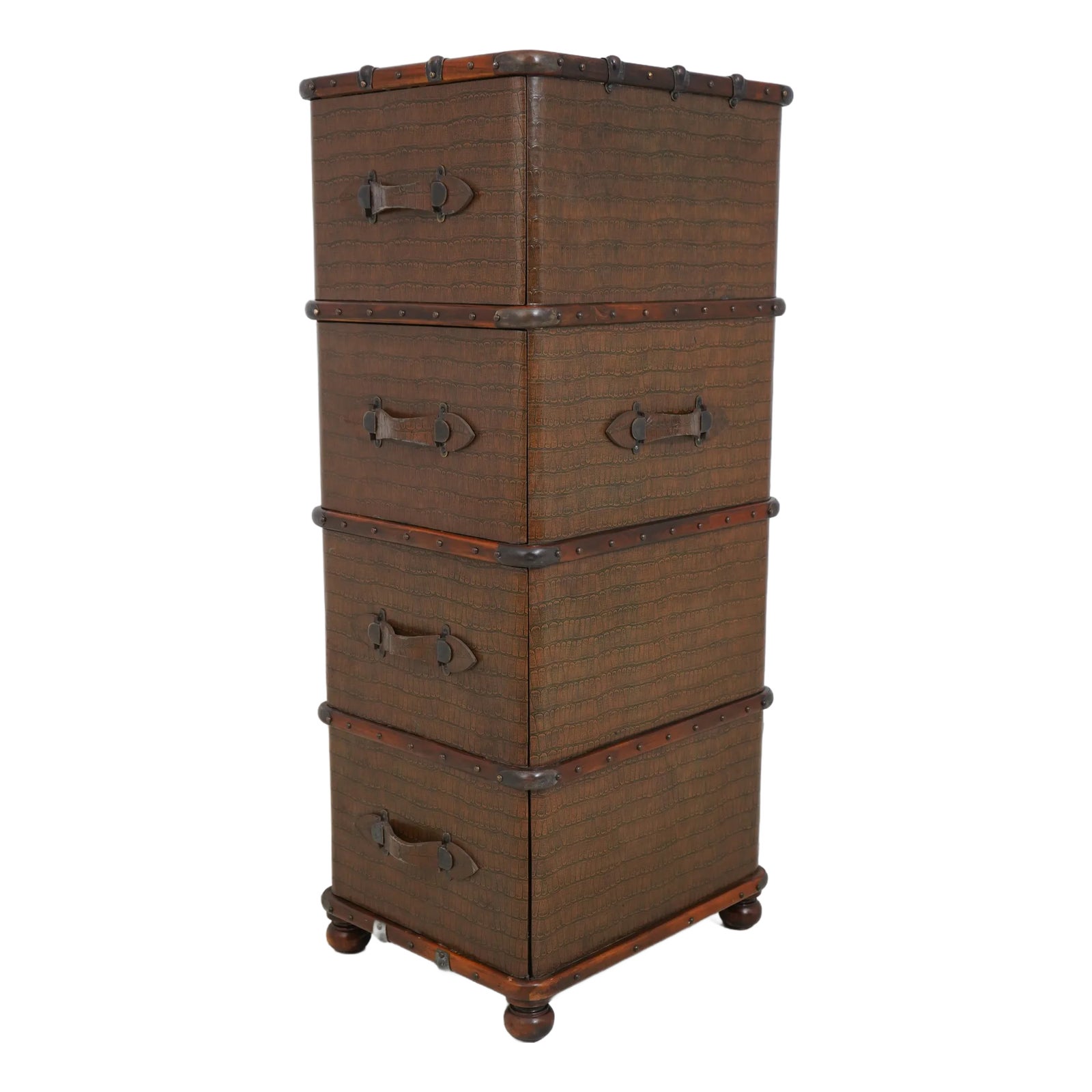Theodore Alexander Leather Wrapped 4 Drawer Chest | Chairish