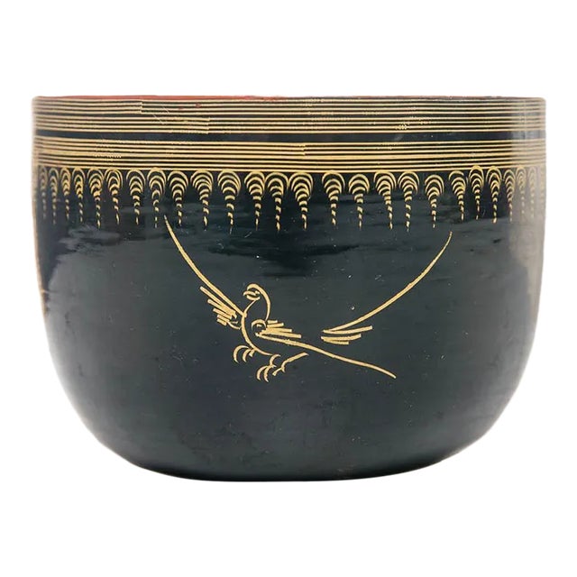 20th Century Vintage Collector-Grade Burmese Parrot Lacquerware Cup ...