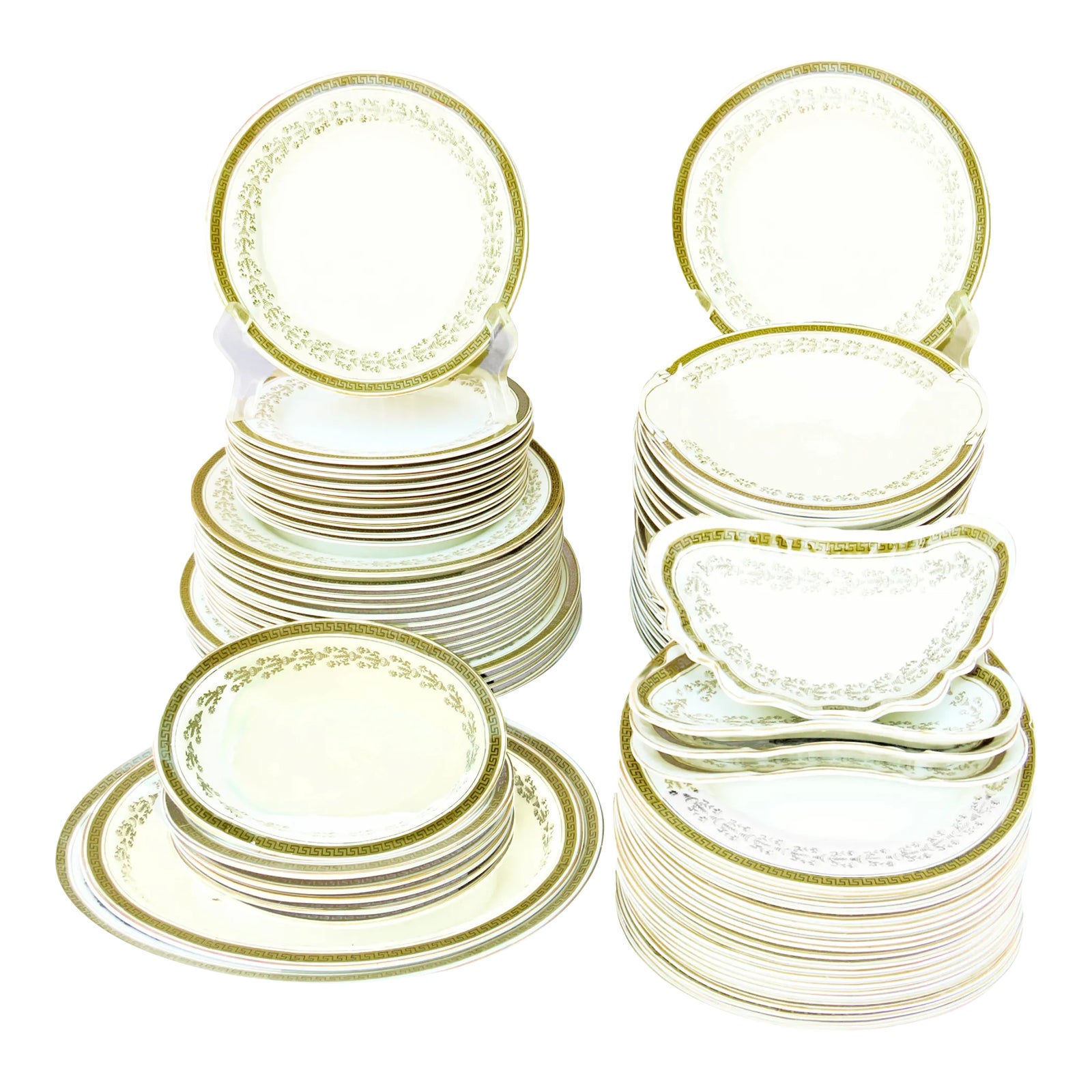 Antique English Johnson Brothers Greek Key China, 78 Pieces | Chairish