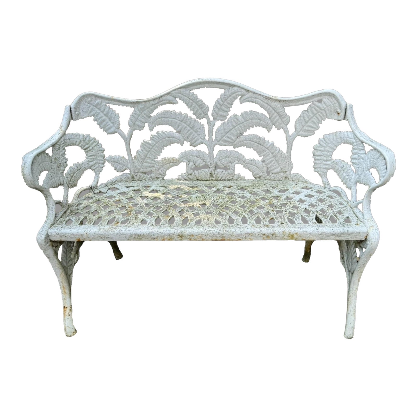 Antique Kramer Bros Cast Iron Fern Decorated Garden Bench | Chairish