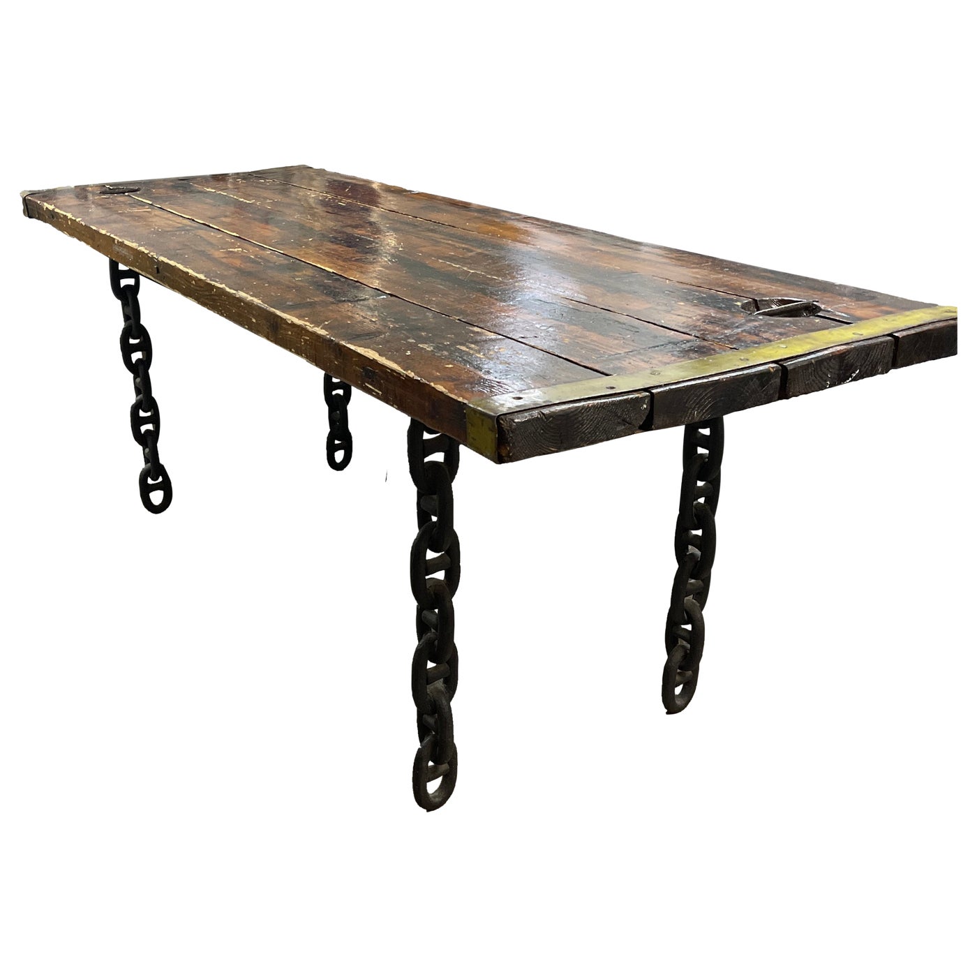 1970s Maritime Table Made of Ship Door and Anchor Chain | Chairish