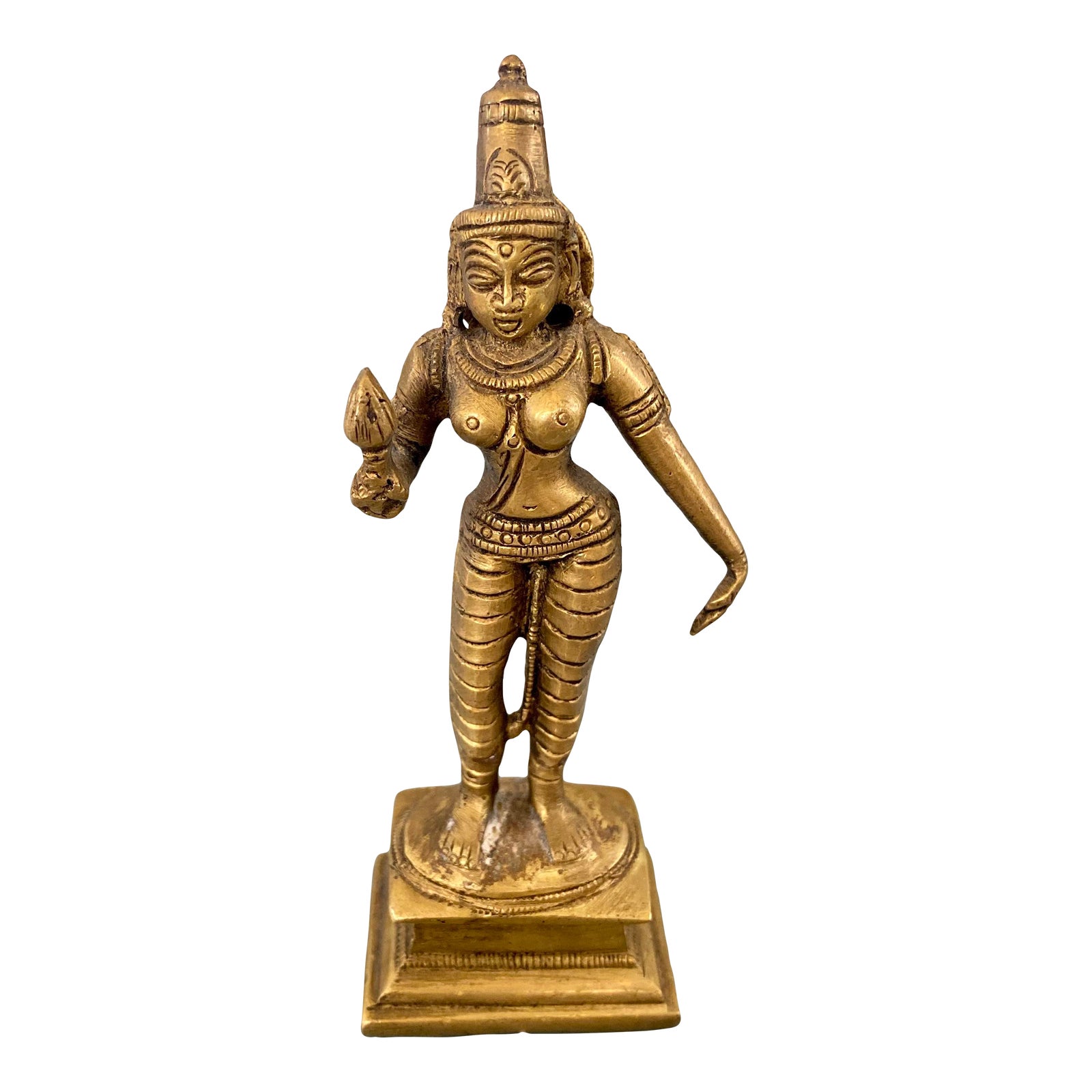 Brass Parvati Statue Hindu Goddess of Love & Devotion | Chairish