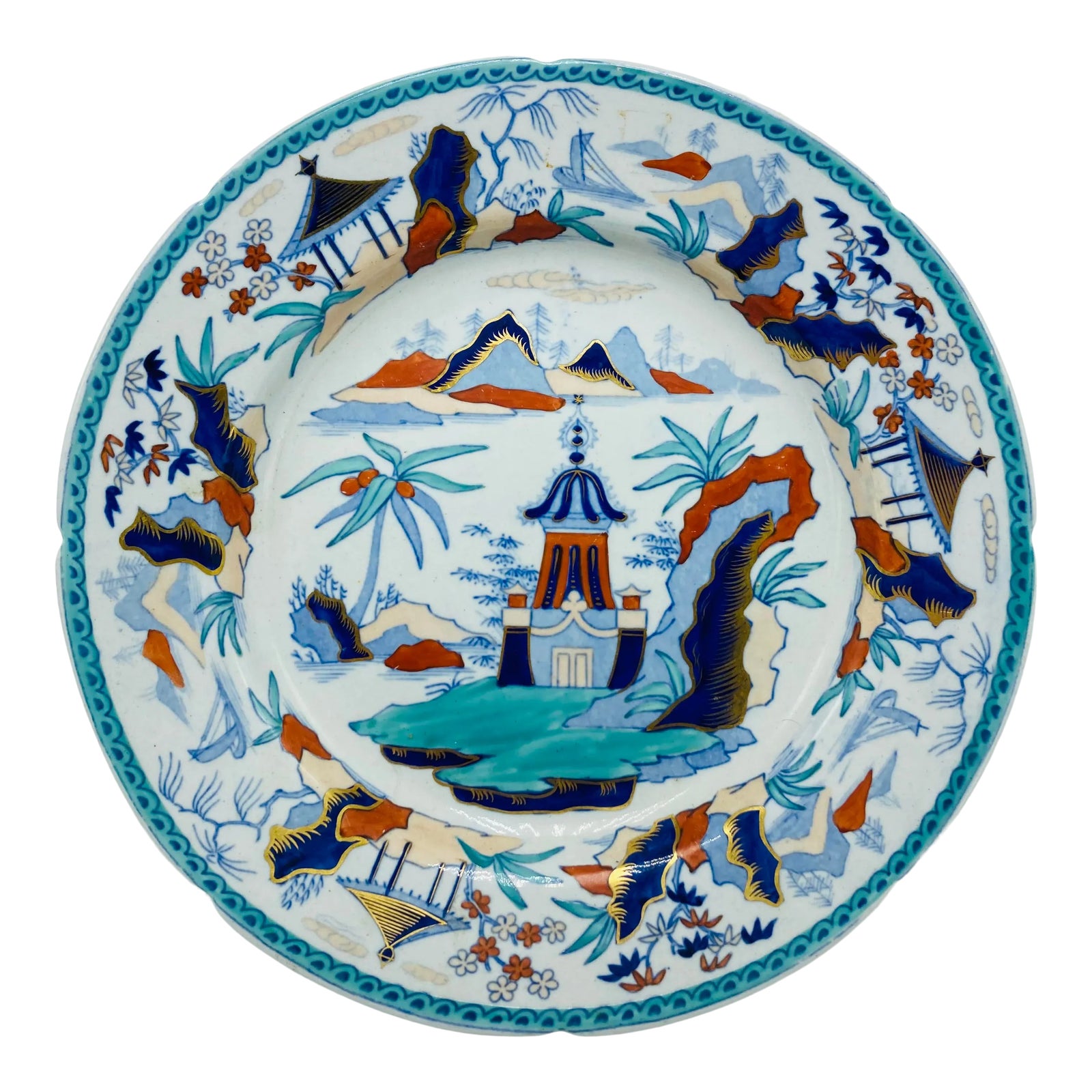Antique Wedgewood Chinoiserie Stone China Plate | Chairish