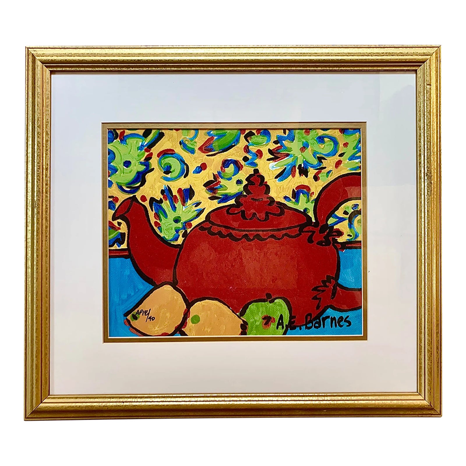 Untitled Artist’s Proof Lithograph of a Teapot and Fruit by American ...