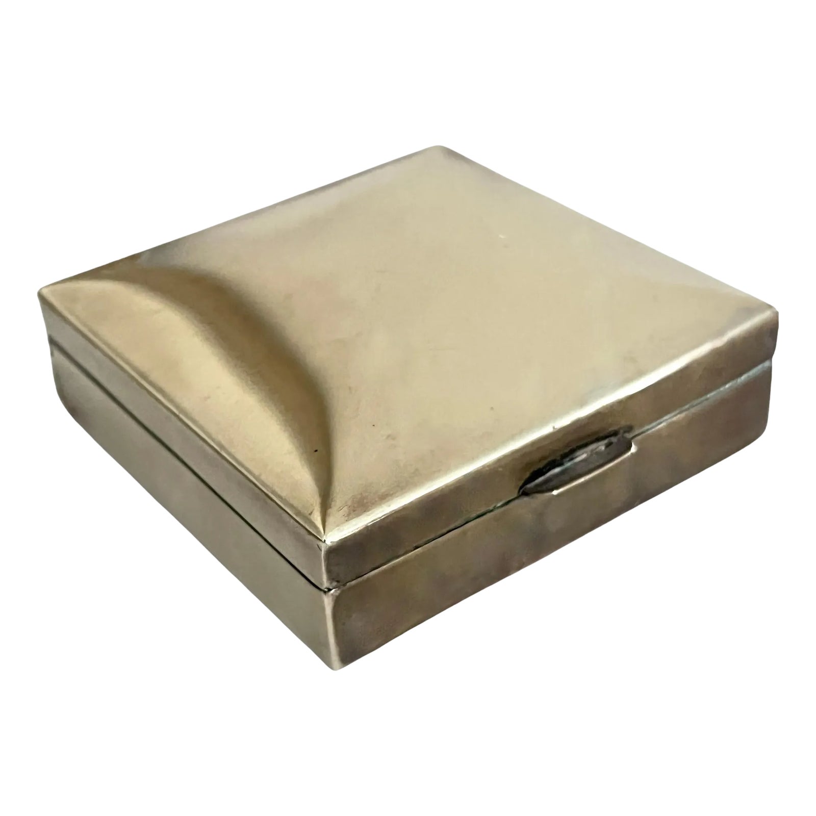 Square Polished Brass Box with Wood Lining | Chairish