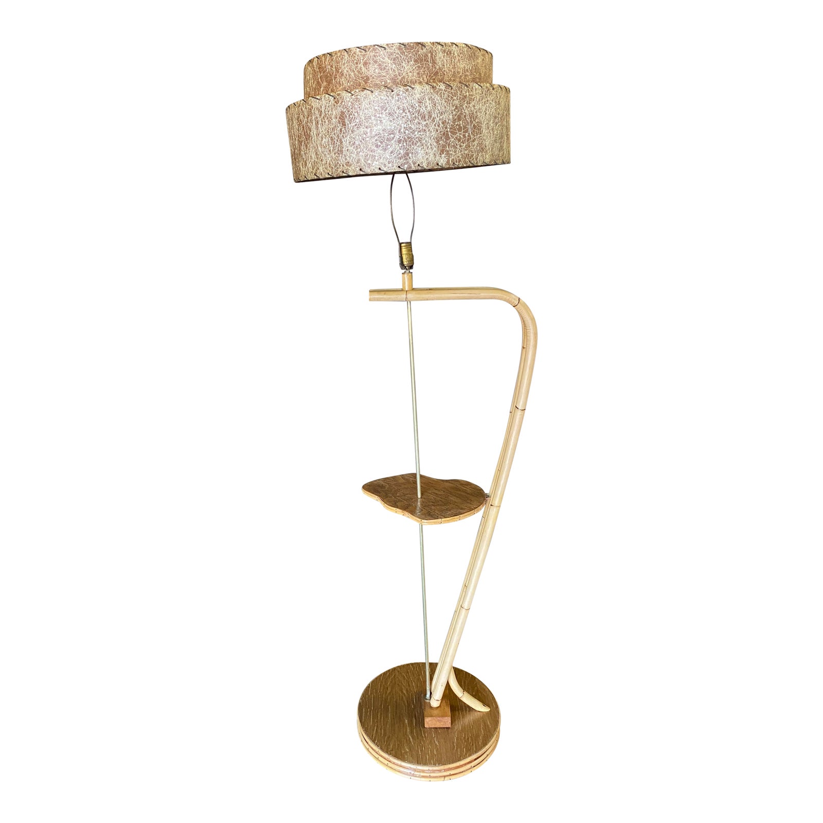 1950s Googie Asymmetric Pole Floor Lamp With Side Table & Fiberglass ...