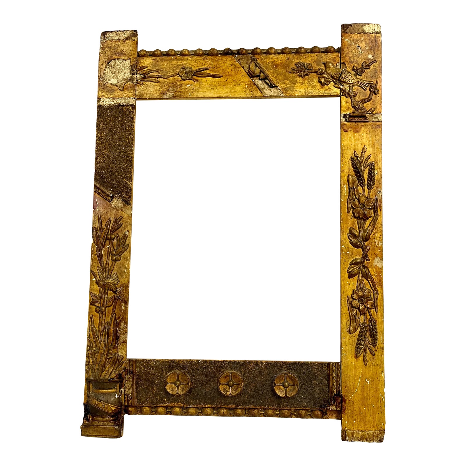 Antique 1800s Handcrafted Folk Art Picture Frame | Chairish