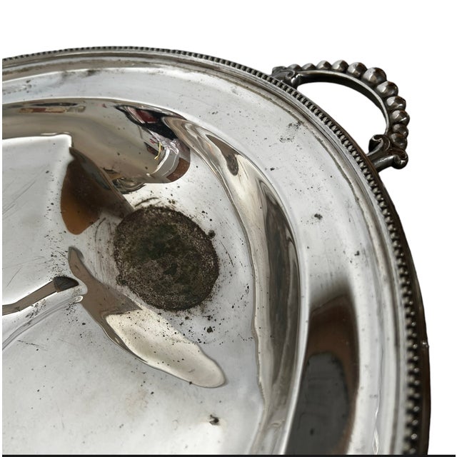 Antique English Silverplate Serving Platter With Walnut Board | Chairish