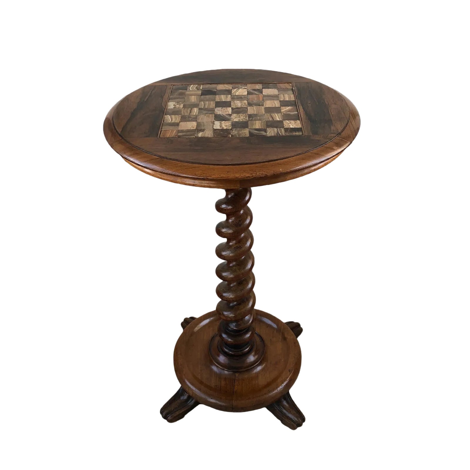 19th Century English Rosewood Games Table With Onyx Top | Chairish