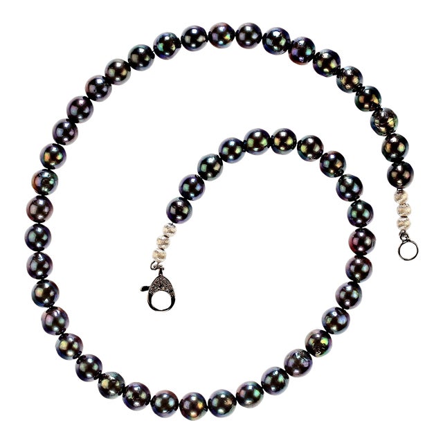 Ajd 21 Inch Iridescent Deep Blue/Green 10mm Pearl Necklace | Chairish