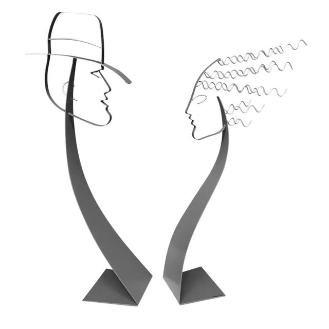 90s Rare Curtis Jere Post Modern Memphis Abstract Figural Man & Woman ...