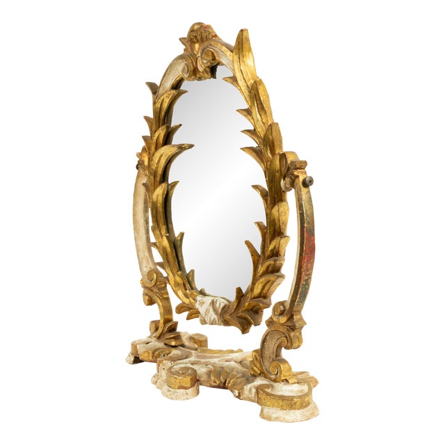 Italian Rococo Style Gilt Carved Dressing Table / Vanity Mirror | Chairish