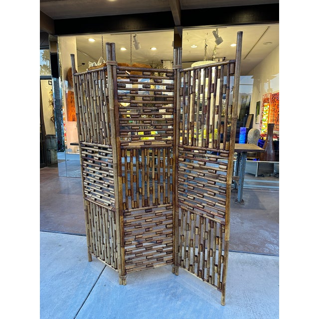 Vintage 70’s Cane Bamboo Room Divider Privacy Screen | Chairish