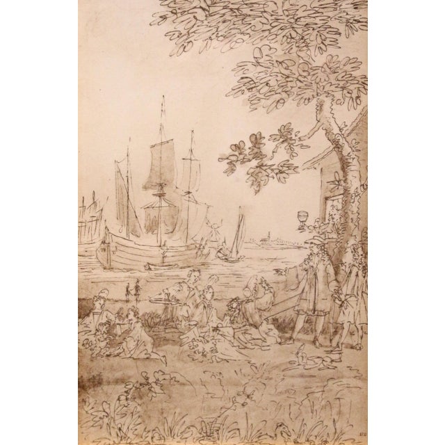 Antique European Drawing of a Renaissance Romantic Scene | Chairish