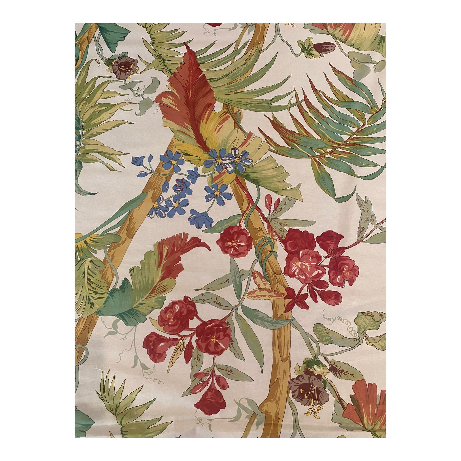 Vintage Travers Tropical Floral Fabric -3 Yard Piece | Chairish
