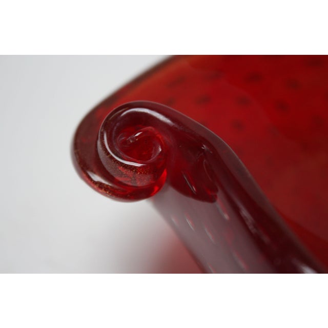 Italian Modern Ruby Red Murano 'Bollicine' Bowl With Gold Fleck | Chairish