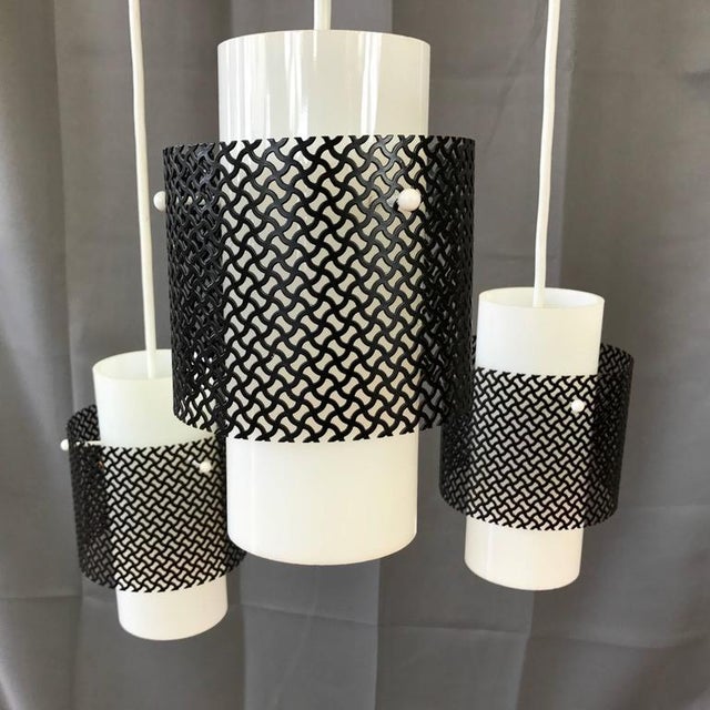 Mid-Century Modern Triple Pendant Ceiling Light Fixture | Chairish