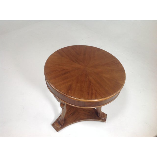 Modern Round Walnut End Table | Chairish