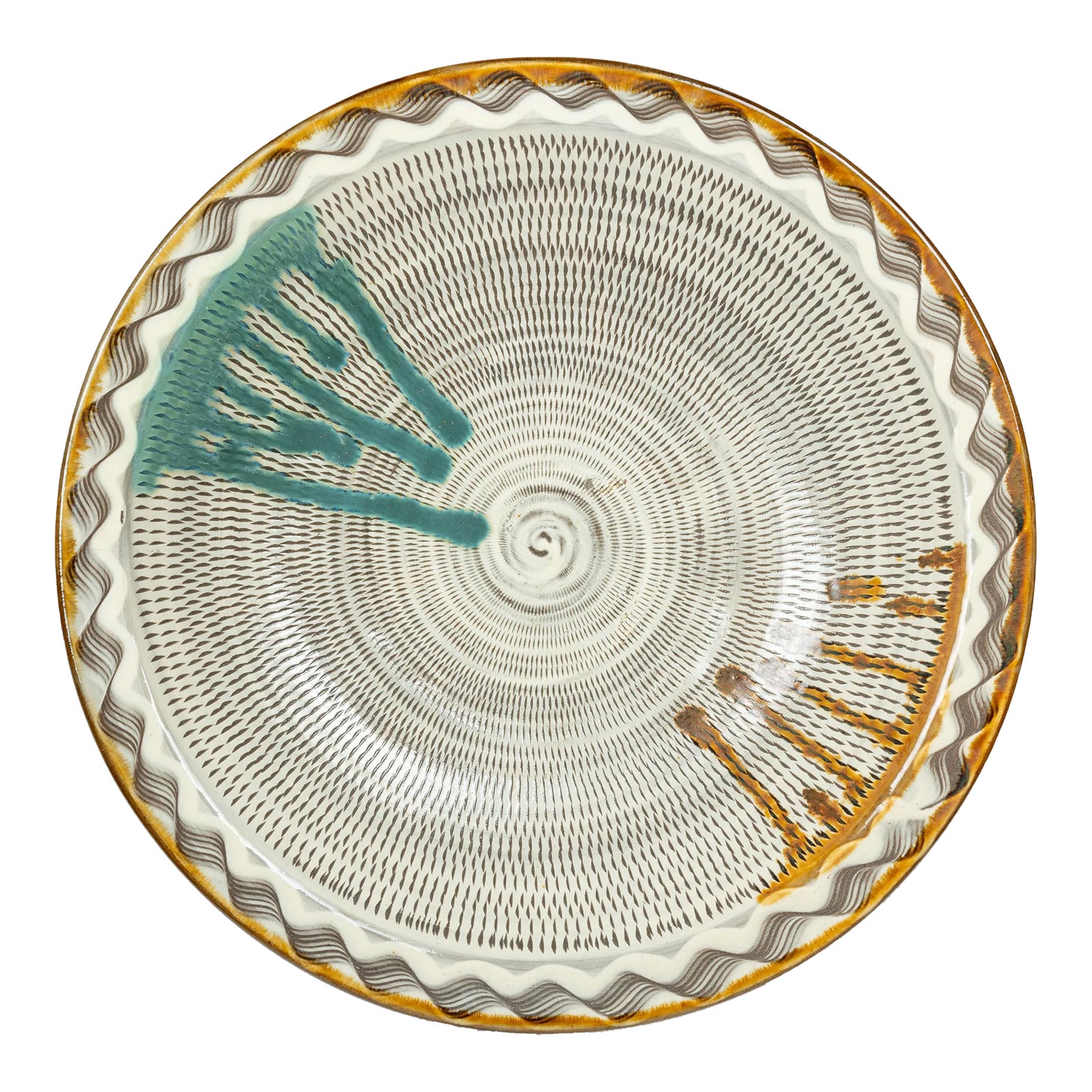 Large Mid 20th Century Onta Platter With Chatter-Marks and Two-Colour ...