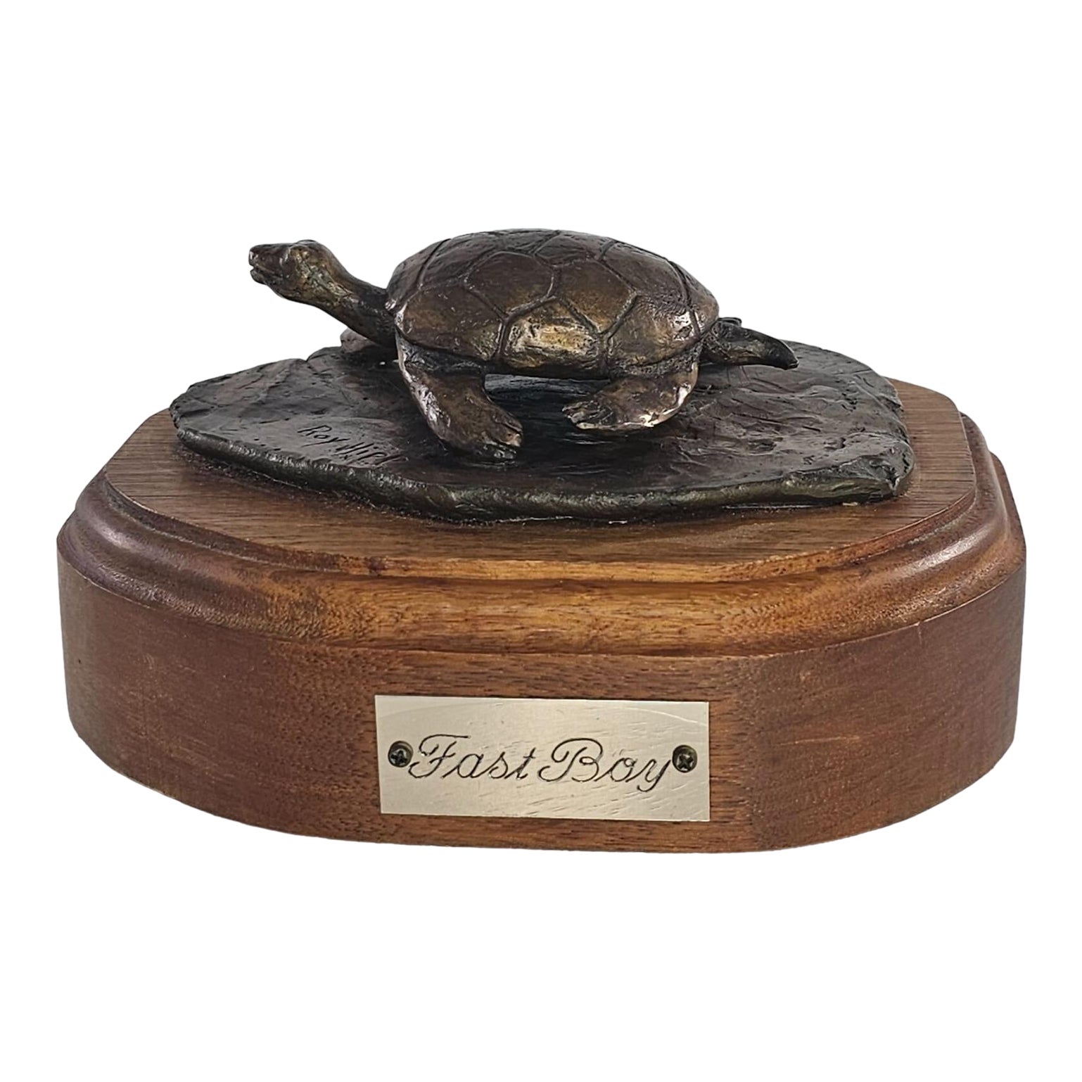 Late 20th Century Vintage Roy Hipp Bronze Turtle Sculpture Fast Boy ...