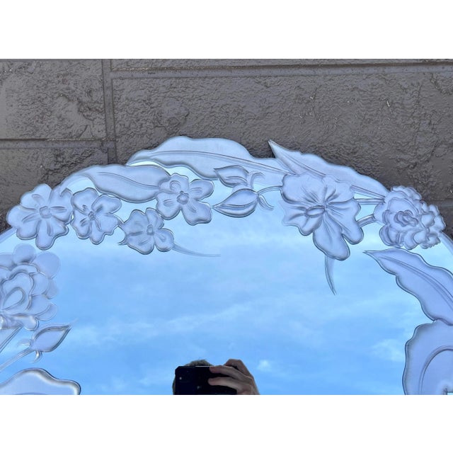 Vintage Floral Etched Wall Mirror | Chairish