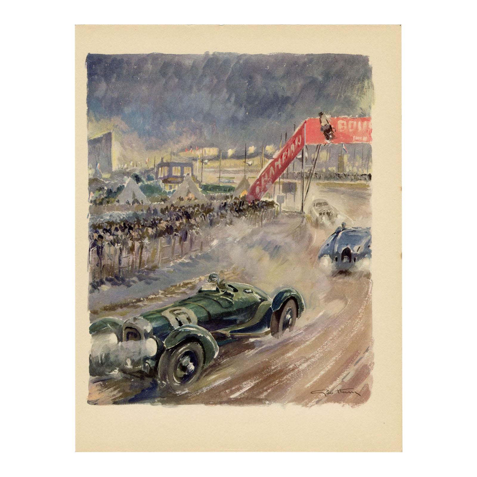 Original Lithograph From 24 Heures Du Mans By Geo Ham 1949 Chairish
