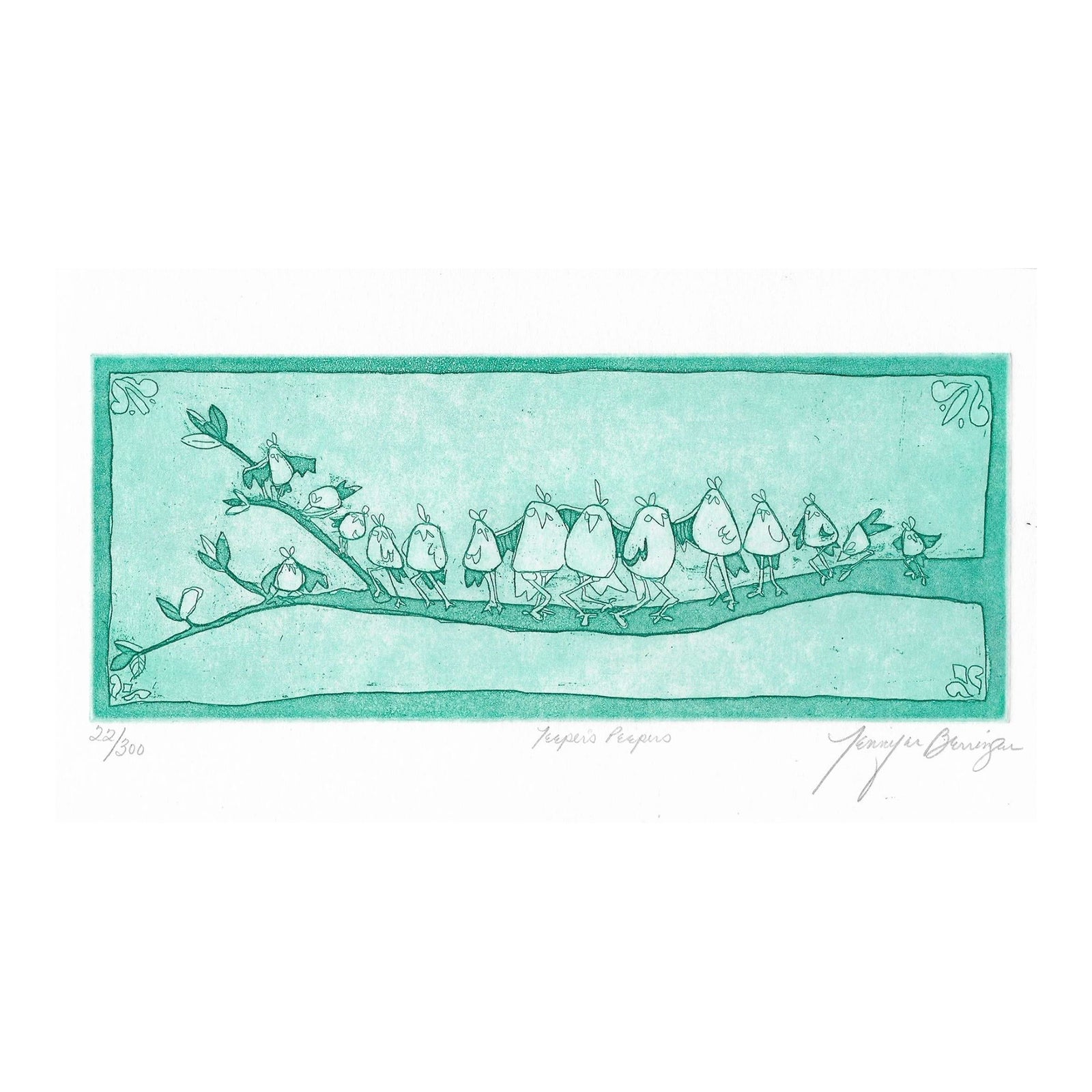 Jennifer Berringer Jeepers Peepers Bird Color Etching | Chairish