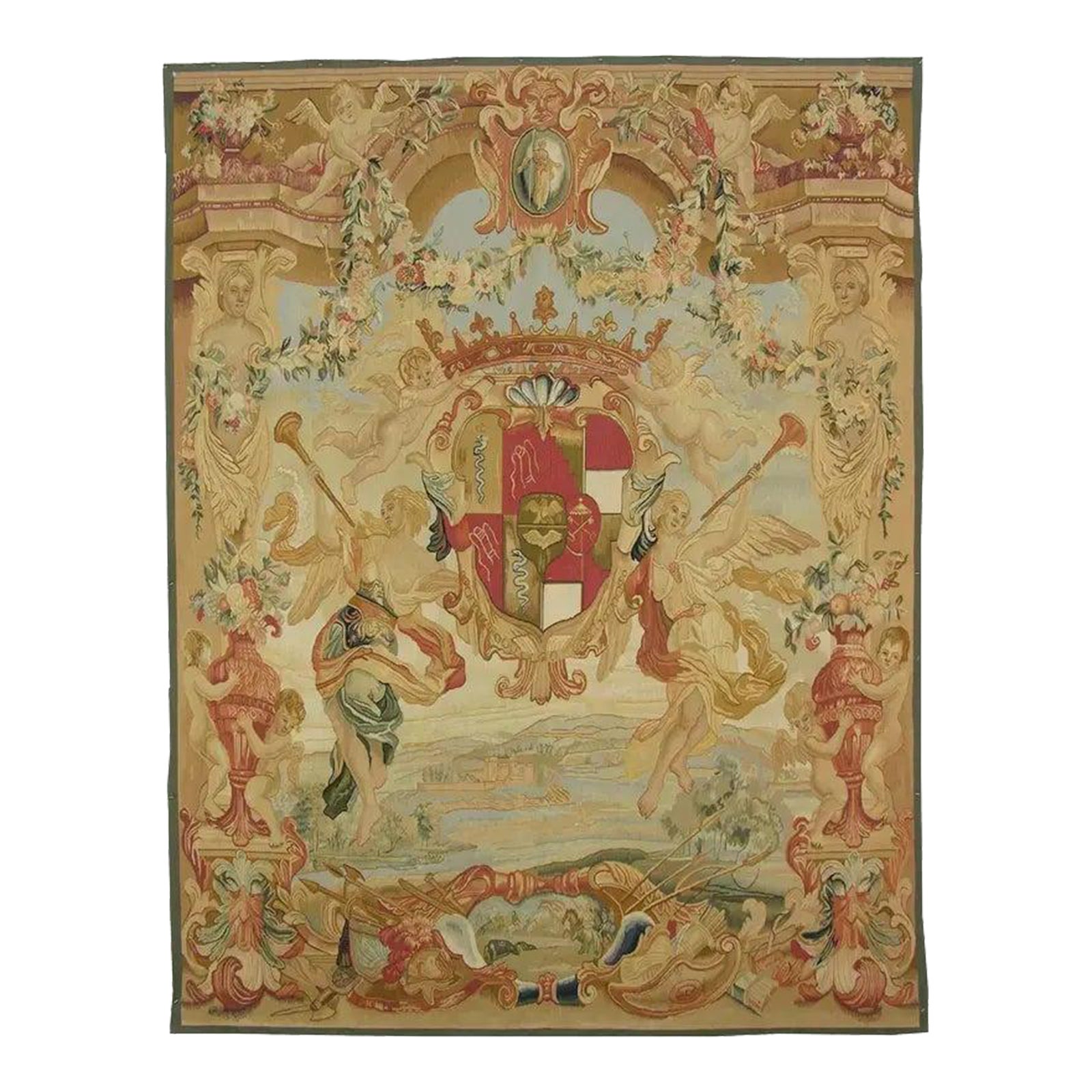 Vintage Woven Crest Tapestry | Chairish