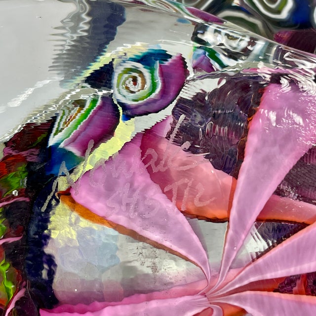 1990s James Novak Colorful Conch Shell Art Glass Paper Weight | Chairish