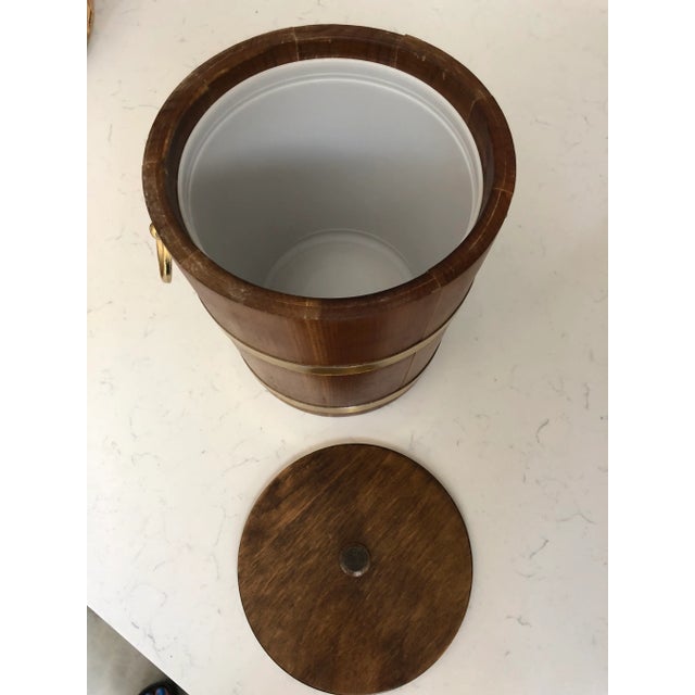 Mid-Century Modern Teak and Brass Belted Lidded Ice Bucket | Chairish