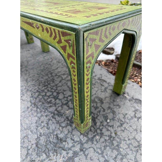 Set of 3 Vintage Western Style Stenciled and Painted Wood Benches ...