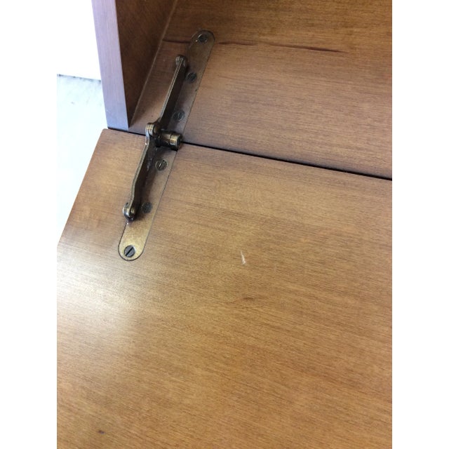 Vintage Maple Drop Front Secretary Desk With Brass Hardware | Chairish