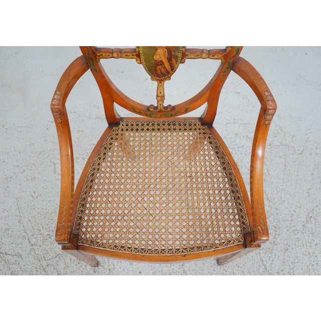 Antique Adam Paint Decorated Cane Seat Armchair | Chairish