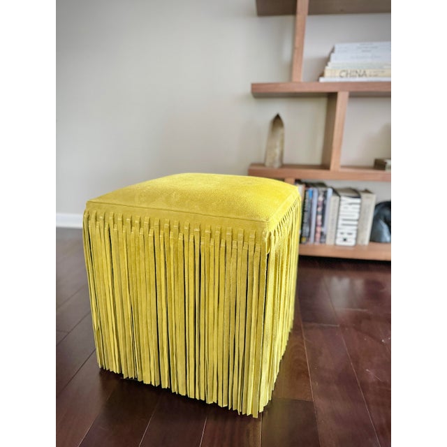 Made Goods Hallie Suede Stool With 1920s Style Fringe in Bright Neon ...