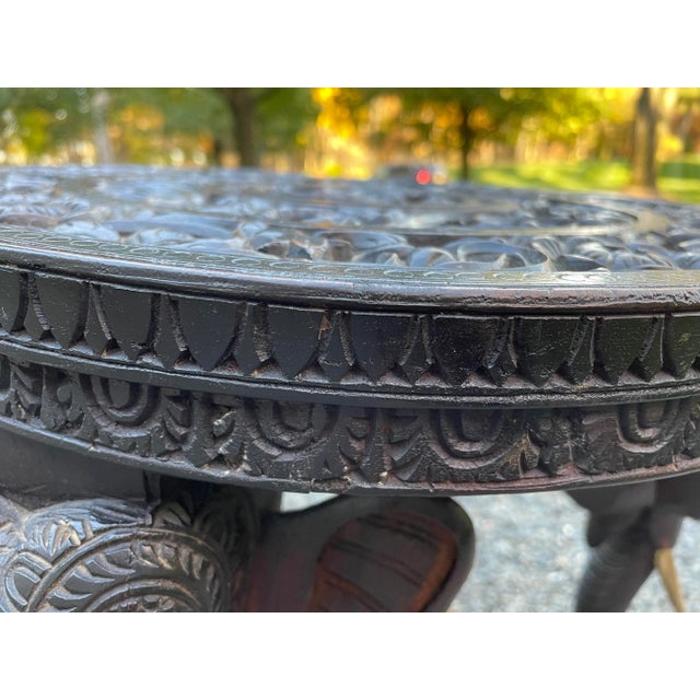 Unique Anglo-Indian Side Table With Elephant Head Legs | Chairish