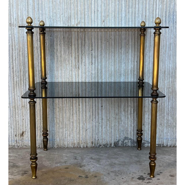 Early 20th Hollywood Regency Bronze Cocktail Table with Smoked Glass ...