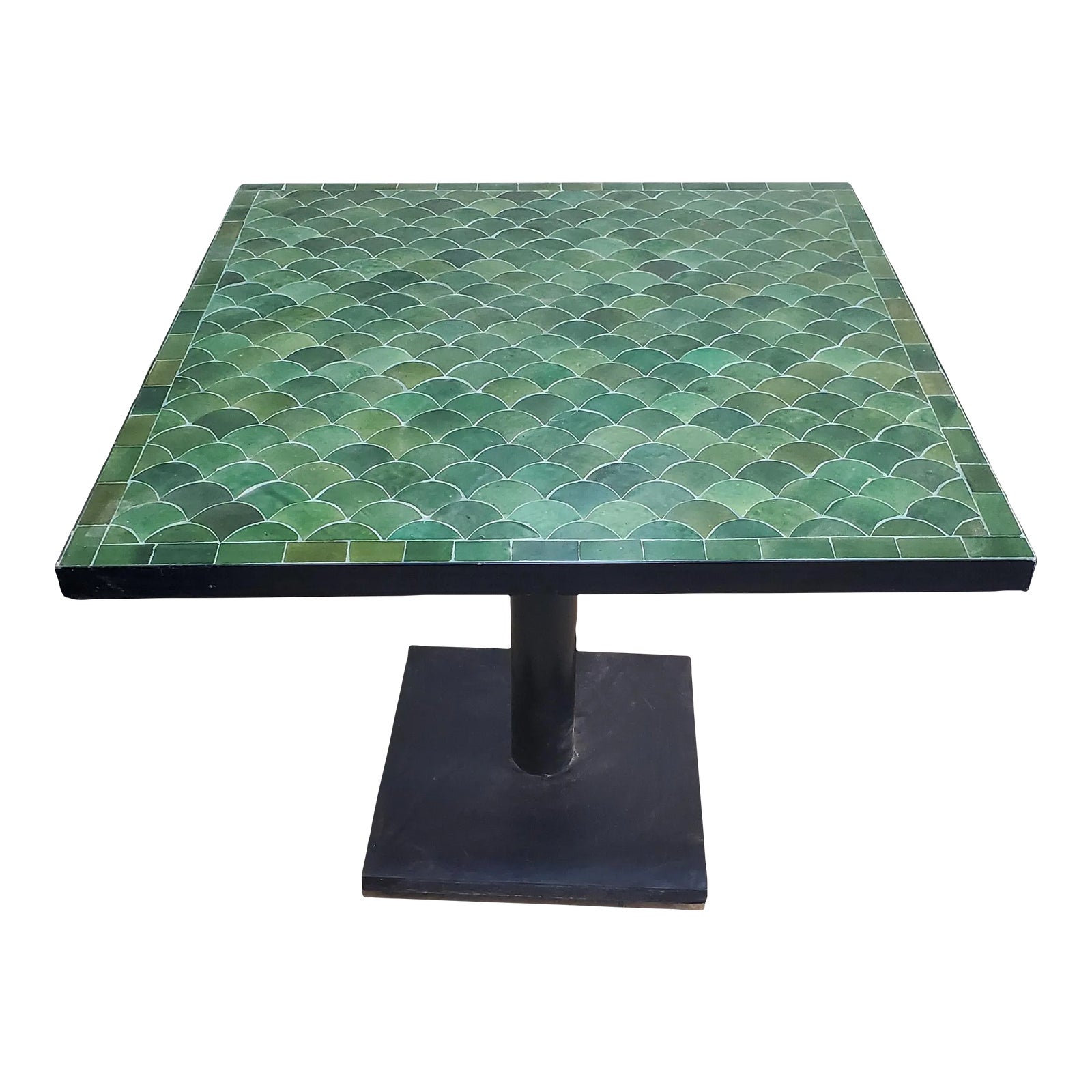 Moroccan Handmade Square Mosaic Table in Tamegrout Green with Fish ...