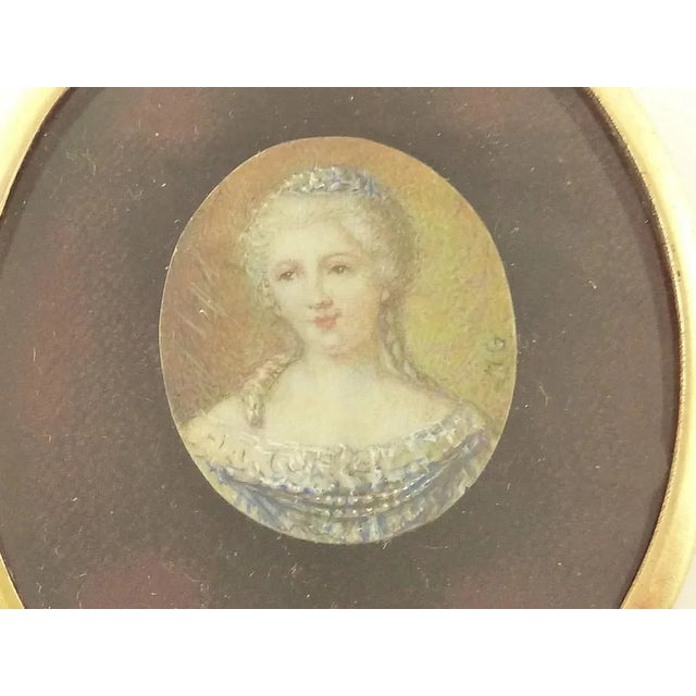 Antique French Miniature Portrait of a Lady, 19th Century, Oval Gilt Frame | Chairish