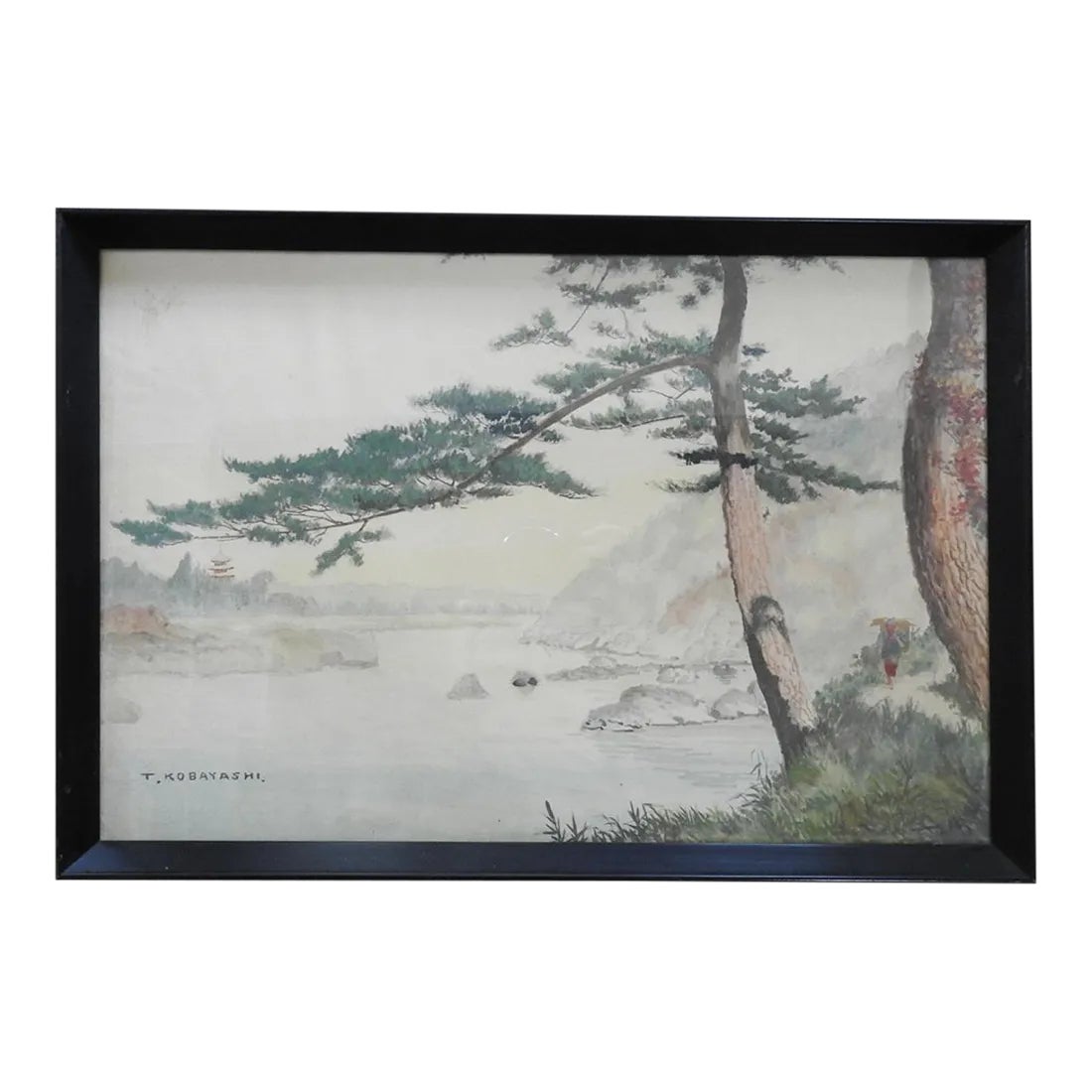 Vintage Early 20th Century Japanese Watercolor Landscape Painting ...